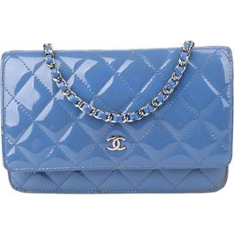 Chanel Crossbody Bags - Chanel Quilted Patent Leather Wallet On Chain Cros - Gr. unisize - in Blau - f&uuml;r Damen