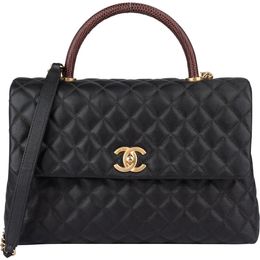 Chanel Crossbody Bags - Chanel Lizard Quilted Caviar Leather CC Coco Top H - Gr. unisize - in Schwarz - f&uuml;r Damen