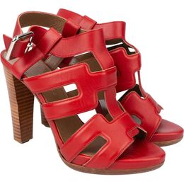 Herm&egrave;s Herm&egrave;s Sandalen - Hermes Rouge Leather Gladiator Sandals (35,5) - Gr. ONE_SIZE - in Rot - f&uuml;r Damen