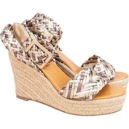 Herm&egrave;s Herm&egrave;s Espadrilles - Hermes Tricolor Metallic Woven Espadrilles (34) - Gr. ONE_SIZE - in Braun - f&uuml;r Damen