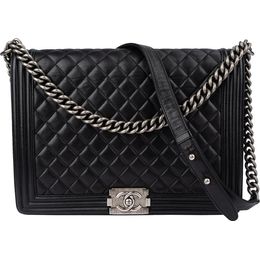 Chanel Crossbody Bags - Chanel Quilted Lambskin Boy Single Flap Crossbody - Gr. unisize - in Schwarz - f&uuml;r Damen