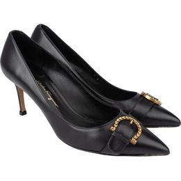 Salvatore Ferragamo Hohe Schuhe - Salvatore Ferragamo Black Leather Heels (38,5) - Gr. ONE_SIZE - in Schwarz - f&uuml;r Damen