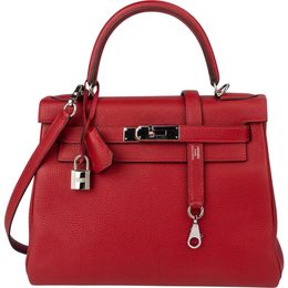 Herm&egrave;s Herm&egrave;s Crossbody Bags - Hermes Rouge Taurillon Clemence Leather Kelly 28 H - Gr. unisize - in Rot - f&uuml;r Damen