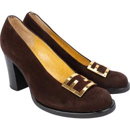 Fendi Hohe Schuhe - Fendi Brown Suede Baguette Buckle Pumps (36,5) - Gr. ONE_SIZE - in Braun - f&uuml;r Damen