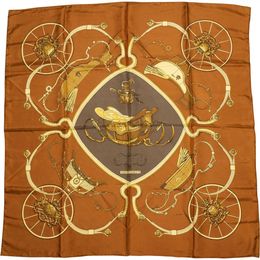 Herm&egrave;s Herm&egrave;s T&uuml;cher & Schals - Hermes Classic "SPRINGS" Silk Carre 90 Scarf Tuch - Gr. unisize - in Braun - f&uuml;r Damen