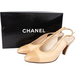Chanel Hohe Schuhe - Chanel Classic Leather Slipback Heels (37) - Gr. ONE_SIZE - in Beige - f&uuml;r Damen