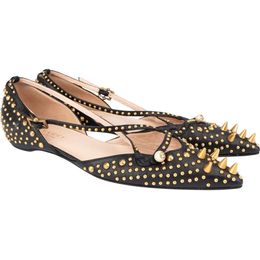 Gucci Ballerinas - Gucci Black Leather Spikes Ballerinas (37) - Gr. ONE_SIZE - in Schwarz - f&uuml;r Damen