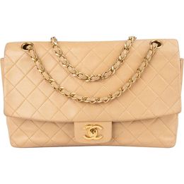 Chanel Crossbody Bags - Chanel Quilted Lambskin 24K Gold Single Flap Cross - Gr. unisize - in Beige - f&uuml;r Damen