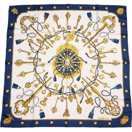 Herm&egrave;s Herm&egrave;s T&uuml;cher & Schals - Hermes Classic "Les Clefs" Silk Carre 90 Scarf Tuc - Gr. unisize - in Blau - f&uuml;r Damen