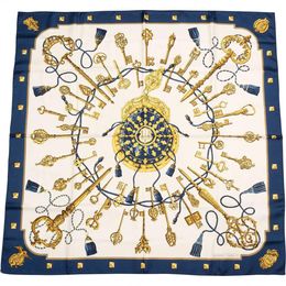 Herm&egrave;s Herm&egrave;s T&uuml;cher & Schals - Hermes Classic "Les Clefs" Silk Carre 90 Scarf Tuc - Gr. unisize - in Blau - f&uuml;r Damen
