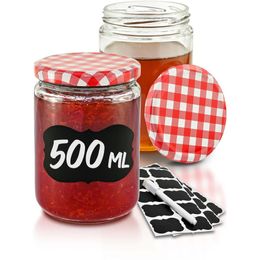Praknu 12 Einmachgl&auml;ser 500ml mit Schraubdeckel, Etiketten - Luftdichte | Gr.: onesize