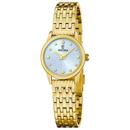Festina Damenuhr Quarz Goldfarben/Hellblau | Gr.: onesize