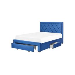 Beliani Doppelbett LIEVIN in Blau - (W) 145 x (H) 122 x (L) 217 cm | Gr.: onesize