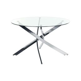 Beliani Esszimmertisch MARAMO in Silber/Transparent - (W) 120 x (H) 75 x (L) 120 cm | Gr.: onesize