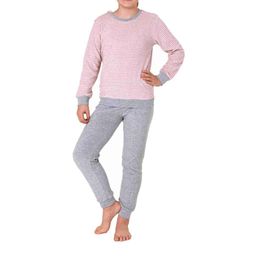 Normann Frottee Pyjama langarm B&uuml;ndchen Schlafanzug Herz - 71574 in Rosa | Gr.: 122/128