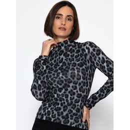 SASSYCLASSY Langarmshirt im Leo-Print in Grau | Gr.: L