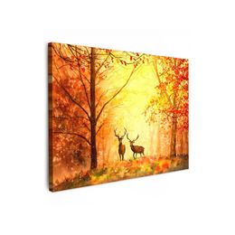 MuchoWow Leinwand bilder Herbsthirsche (BxH) | Gr.: 40 x 30 cm