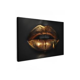 MuchoWow Leinwand bilder Goldene Lippen (BxH) | Gr.: 40 x 30 cm