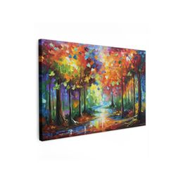 MuchoWow Leinwand bilder Bunter Wald (BxH) | Gr.: 140 x 90 cm