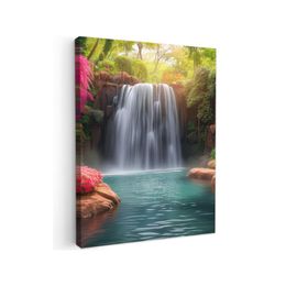 MuchoWow Leinwand bilder Tropischer Wasserfall (BxH) | Gr.: 60x80 cm