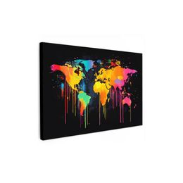 MuchoWow Leinwand bilder Graffiti-Weltkarte (BxH) | Gr.: 30 x 20 cm