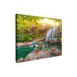 MuchoWow Leinwand bilder Sonniger Wasserfall (BxH) | Gr.: 30 x 20 cm