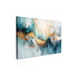 MuchoWow Leinwand bilder Abstrakte Kunst gold blau (BxH) | Gr.: 30 x 20 cm