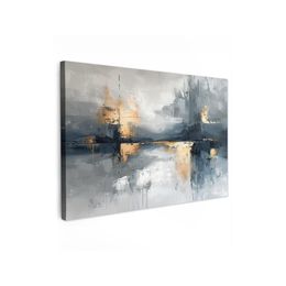 MuchoWow Leinwand bilder Abstrakte Kunst gold grau (BxH) | Gr.: 150 x 100 cm