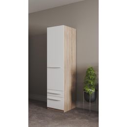 Kleiderschrank Priess "Schrank Garderobe W&auml;scheschrank Barcelona in 5 Breiten", wei&szlig; (struktureichefarben hell, wei&szlig;), B:48cm H:193cm T:54cm, Holzwerkstoff, Schr&auml;nke, Kleiderschrank, viel Stauraum, ger&auml;umige Schubk&auml;sten, mit Spiegel, MADE IN GERMANY