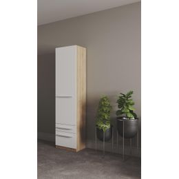 Kleiderschrank Priess "Schrank Garderobe W&auml;scheschrank Barcelona in 5 Breiten", wei&szlig; (eichefarben artisan, wei&szlig;), B:48cm H:193cm T:36cm, Holzwerkstoff, Schr&auml;nke, Kleiderschrank, viel Stauraum, ger&auml;umige Schubk&auml;sten, mit Spiegel, MADE IN GERMANY
