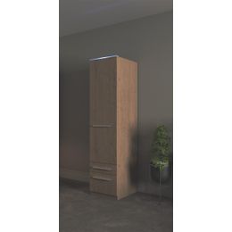 Kleiderschrank Priess "Schrank Garderobe W&auml;scheschrank Barcelona in 5 Breiten", braun (edelbuchefarben), B:48cm H:193cm T:54cm, Holzwerkstoff, Schr&auml;nke, Kleiderschrank, viel Stauraum, ger&auml;umige Schubk&auml;sten, mit Spiegel, MADE IN GERMANY