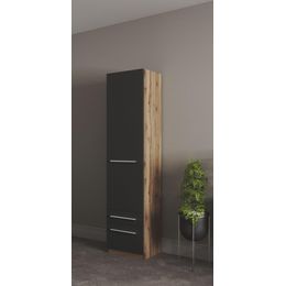 Kleiderschrank Priess "Schrank Garderobe W&auml;scheschrank Barcelona in 5 Breiten", schwarz (astkernbuche, schwarz), B:48cm H:193cm T:36cm, Holzwerkstoff, Schr&auml;nke, Kleiderschrank, viel Stauraum, ger&auml;umige Schubk&auml;sten, mit Spiegel, MADE IN GERMANY