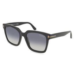 Tom Ford FT0952 SELBY | Damen-Sonnenbrille | Fassung: Vollrand, Quadratisch, Acetat, Schwarz Gl&auml;nzend | Glasfarbe: Grau Verlaufend