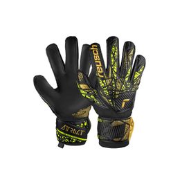 Torwarthandschuhe Reusch "Attrakt Infinity Finger Support", Damen, Gr. 11, gold (schwarz, goldfarben), 30% Polyester, 25% Elastodien, 9% Polypropylen, 5% Synthetik, 1% Baumwolle, mehrfarbig, Handschuhe, mit Expanse Cut