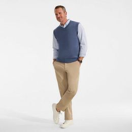 LANDS' END CashTouch Feinstrick-Pullunder, Herren,  Blau, Polyester, by Lands' End