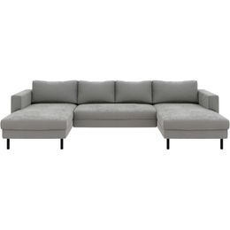 Wohnlandschaft Trendmanufaktur, B:305cm H:81cm T:161cmschlamm, Sofas, "Amazing II, wahlw. mit Schlaffunktion & Bettkasten, Fu&szlig; schwarz", Sofa in