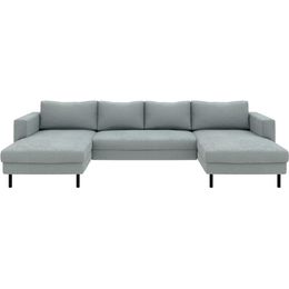 Wohnlandschaft Trendmanufaktur, B:305cm H:81cm T:161cmgrau, Sofas, "Amazing II, wahlw. mit Schlaffunktion & Bettkasten, Fu&szlig; schwarz", Sofa in U-Form,