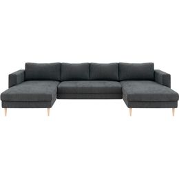 Wohnlandschaft Trendmanufaktur, B:305cm H:81cm T:161cmdunkelgrau, Sofas, "Amazing, wahlw. mit Schlaffunktion & Bettkasten, Fu&szlig; Buche lackiert", Sofa