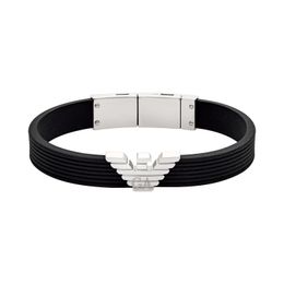 Armband Emporio Armani "Schmuck Geschenk Edelstahl Silikon Armschmuck", schwarz (edelstahlfarben, schwarz), Armb&auml;nder, Damen, 19,5cm, Edelstahl Silikon, Edelstahl, Silikon, Armband