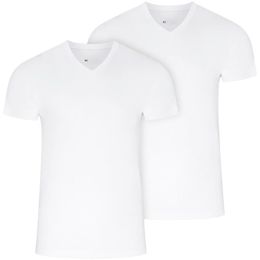 V-Shirt Jockey "American V-Neck Shirt", Jungen, Gr. M, wei&szlig;, Single Jersey, Obermaterial: 100% Baumwolle, unifarben, bequem h&uuml;ftbedeckend, V-Ausschnitt, Shirts, lockere Passform, flache N&auml;hte, kurze &Auml;rmel, weich