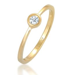 Elli Ringe - Ring Verlobung Solit&auml;r Diamant 0.06 ct. 585 Gelbgo - Gr. 58 MM - in Wei&szlig; - f&uuml;r Damen