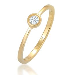 Elli Ringe - Ring Verlobung Solit&auml;r Diamant 0.06 ct. 585 Gelbgo - Gr. 54 MM - in Wei&szlig; - f&uuml;r Damen