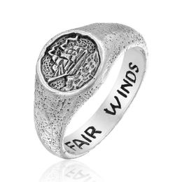 Haze & Glory Ringe - Ring Siegelring Fair Winds 925 Silber - Gr. 60 MM - in Schwarz - f&uuml;r Damen