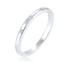Elli Ringe - Ring Bandring Diamant (0.045 ct) 925 Sterling Silb - Gr. 56 MM - in Silber - f&uuml;r Damen