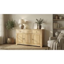 Sideboard Home Affaire, B:147cm H:89cm T:40cm, beige, Wohnzimmer, Sideboards, "Gotland", Kommode, Breite 147 cm, aus massiver Kiefer, FSC