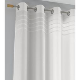 Vorhang Kutti, B:140cm H:225cm, wei&szlig;, Baumwolle, Polyester, Wohnzimmer, Gardinen, "Kessy", Eleganter Uni-Vorhang mit dekorativer Biesenblende