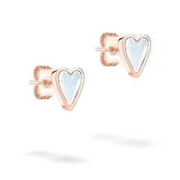 Damen Paar Ohrstecker "Schmuck Geschenk Edelstahl Ohrringe Glass Heart", Edelstahl, rosa, Liebeskind Berlin, Edelstahl, Ohrringe, mit Glasstein