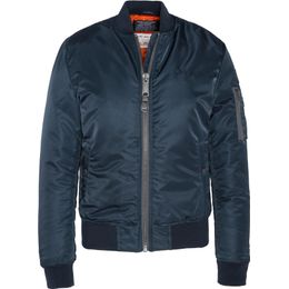 Schott NYC Damen Bomberjacke, blau, Basic, Gr. XS, unifarben mit Farbeins&auml;tzen, Softshell, Obermaterial: 100% Nylon, Jacken, mit zus&auml;tzlichen