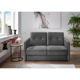 Schlafsofa Home Affaire, B:147cm H:89cm T:87cm, schwarz, Luxus-Microfaser (100% Polyester), Wohnzimmer, Sofas, "Merina", mit zweigeteilter