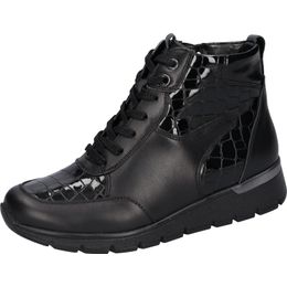 Waldl&auml;ufer WALDL&Auml;UFER Damen Schn&uuml;rboots "K-RAMONA", Gr. 7, schwarz, Lackleder, Nappaleder, Reptilienpr&auml;gung, Schuhe, Stiefelette, Bequemschuh mit